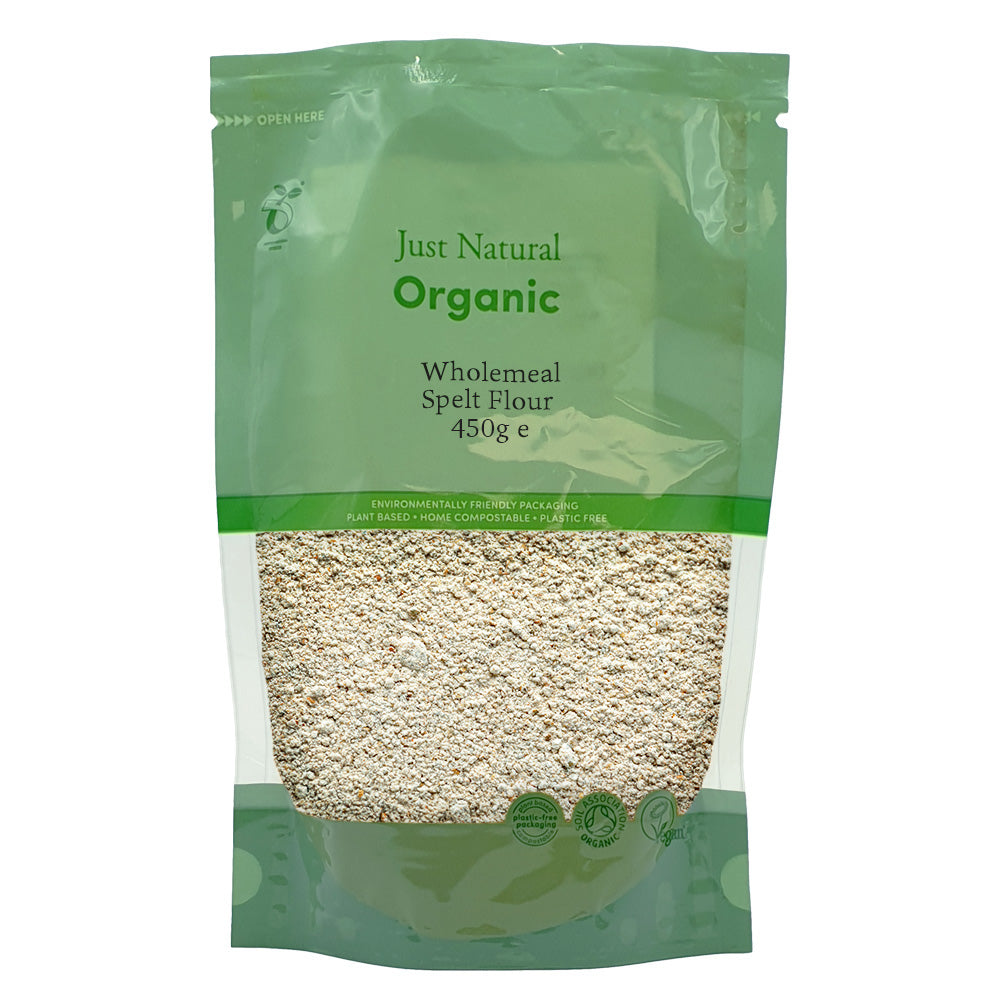 Just Natural - Organic Wholemeal Spelt Flour 450g – RealFoodSource