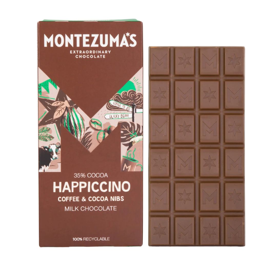 Montezuma's Happiccino - Milk Chocolate with Coffee & Cocoa Nibs 90g ...