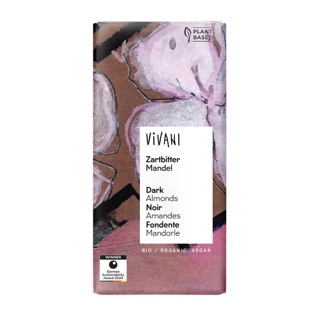 Vivani Organic Dark Vegan Almond 55% Chocolate Bar – RealFoodSource